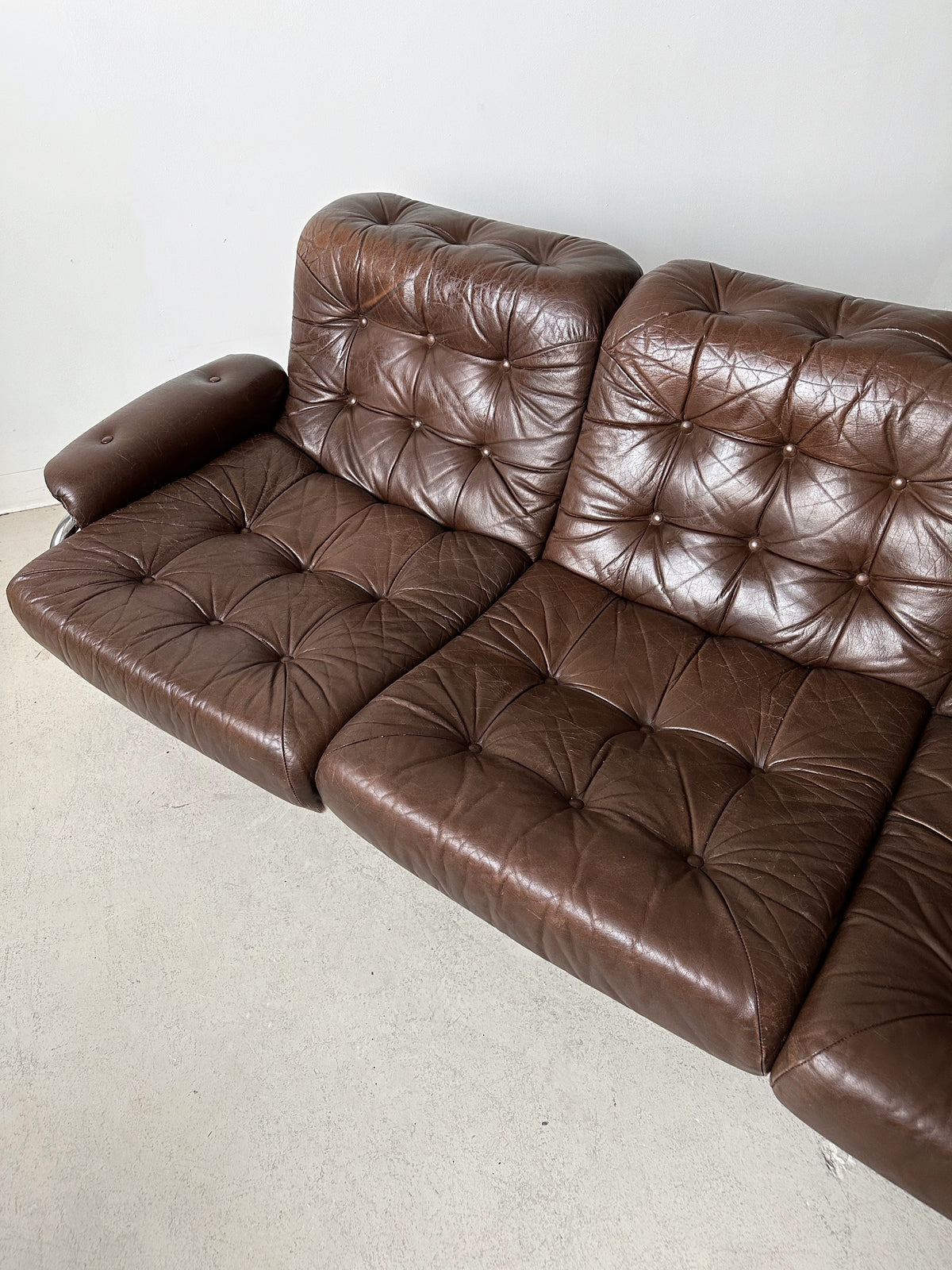CHROME & BROWN LEATHER BORKUM SOFA BY JOHAN BERTIL HÄGGSTRÖM FOR IKEA ...