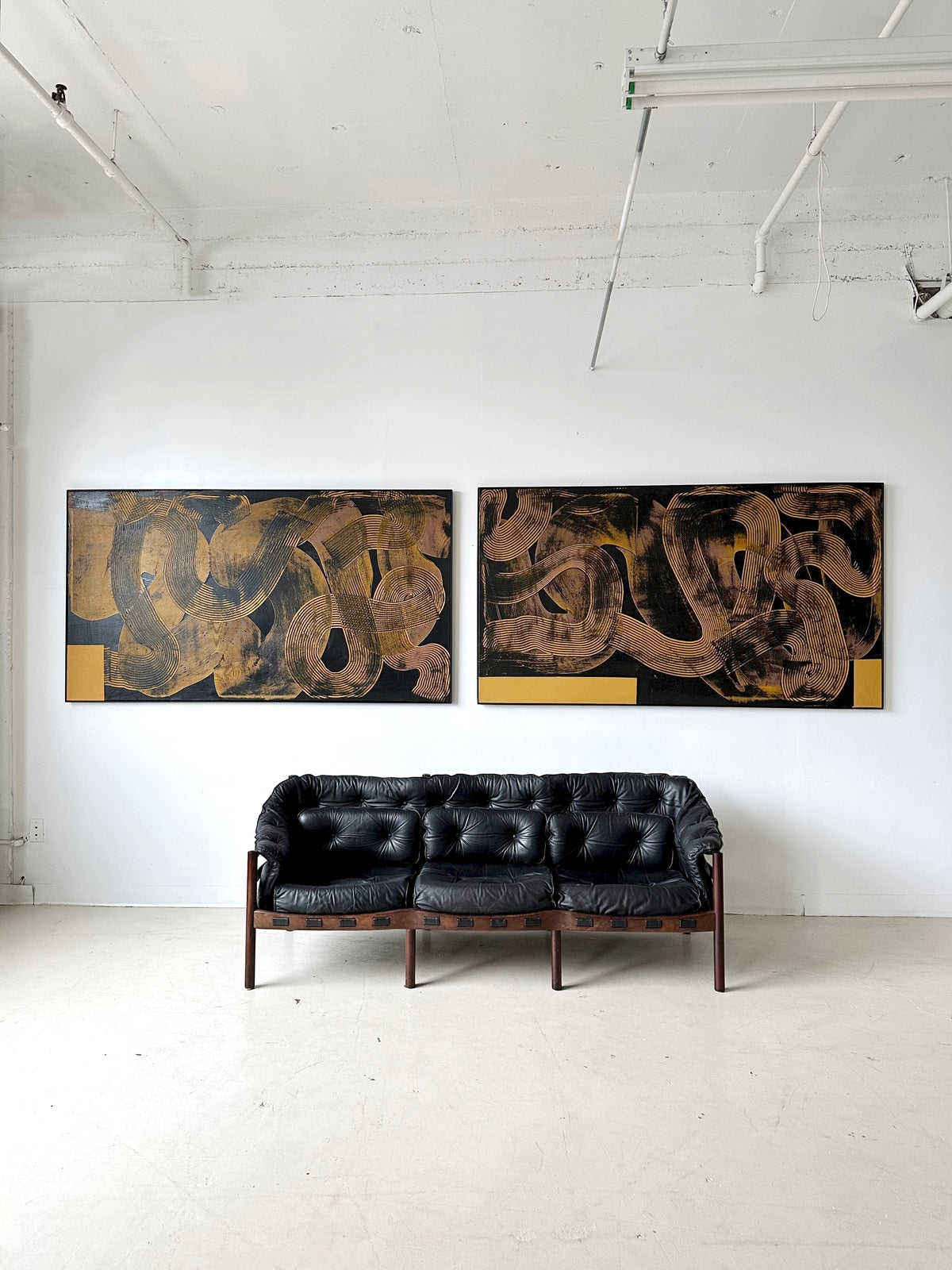 J MEDINA DIPTYQUE ACRYLIC ABSTRACT PAINTING, 77x84 | Maison Singulier